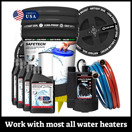 Tankless Water Heater Flush Kit w/ Descaler Solution & 1/6HP Pump ...