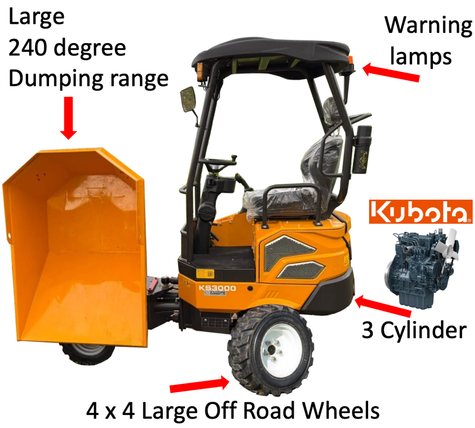 Dumper Truck Kubota Engine 4x4 Swivel bucket Rhinoceros KS3000 £10499 ...