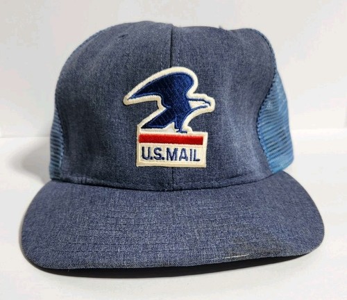Vintage USPS Post Service Blue Mesh USA Made Trucker Snapback Hat VTG ...