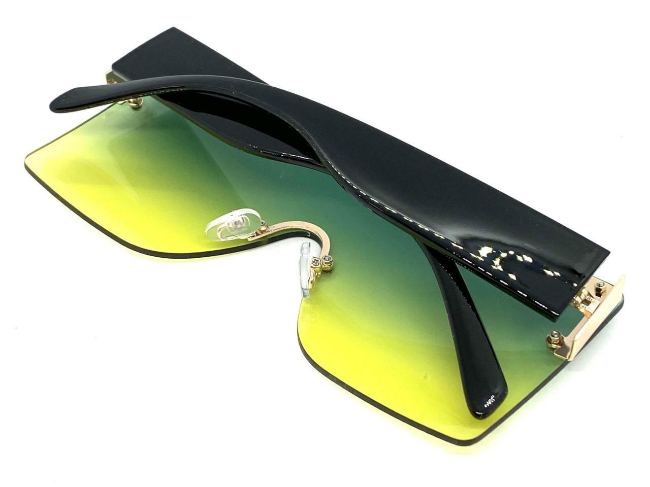 Oversize Modern Retro Shield Style SUNGLASSES Large Big Flat Green ...