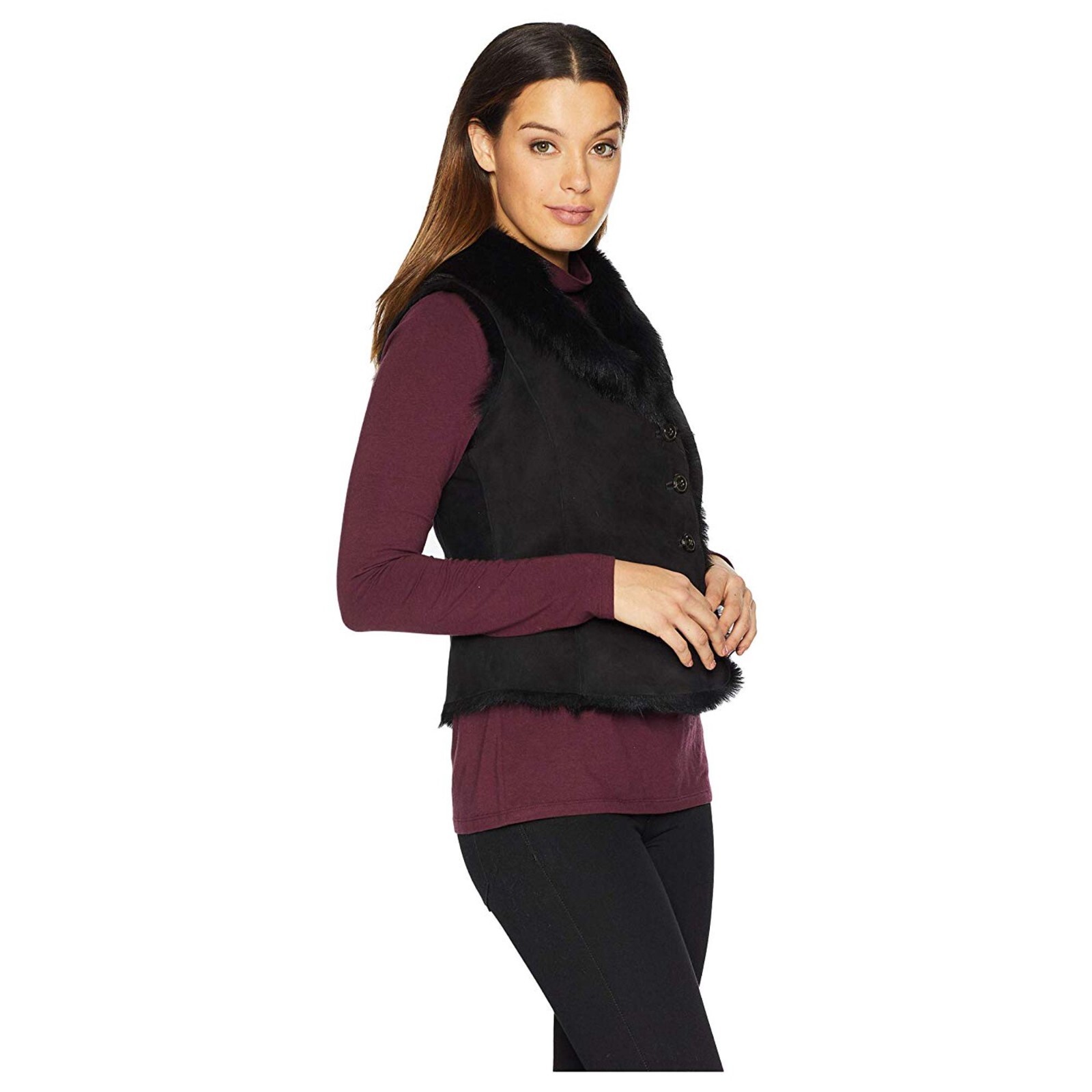 $995 UGGS SHEARLING/FUR VEST/JACKET RENEE TOSCANA SLEEVELESS M BLACK ...