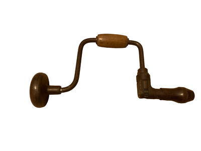 Antique Vintage Hand-Held Screwdriver Crank Drill Wood Handle & Turn ...