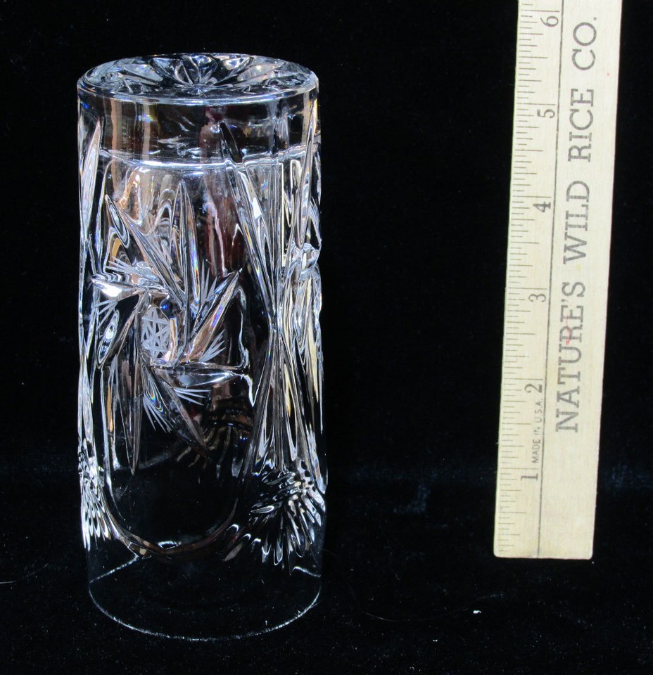 Ofnah Crystal Drinking Glass Vase Stars 24% Lead Glass Poland Palm Leaf ...