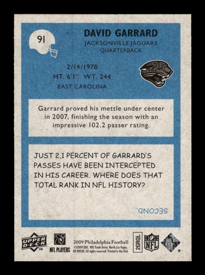 2009 Philadelphia David Garrard #91 | eBay