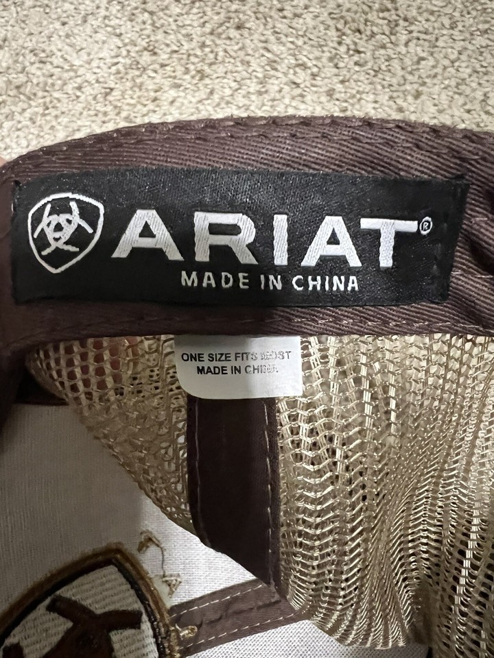 Ariat Men’s Oilskin Brown Mesh Hat-Excellent Condition | eBay