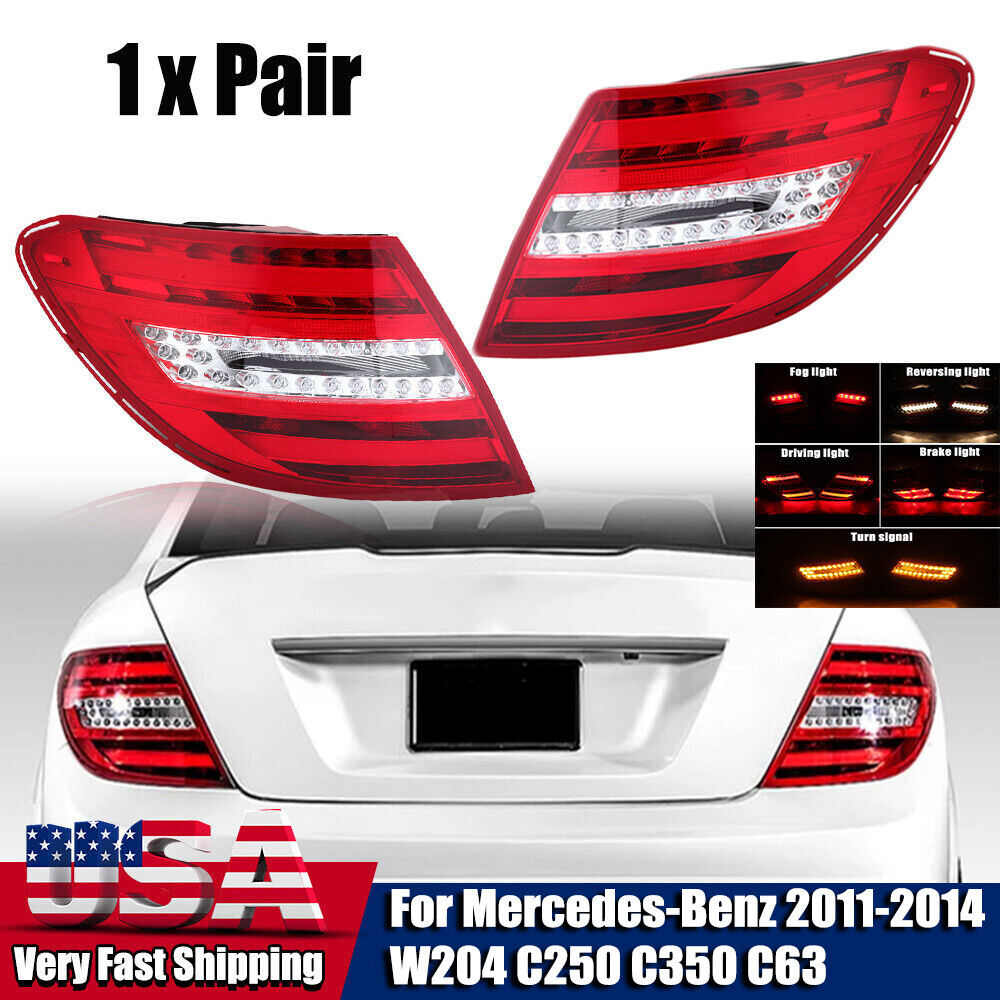 1x Pair LED Tail Lights For Mercedes Benz 2011-2014 W204 C250 C350 C63 ...