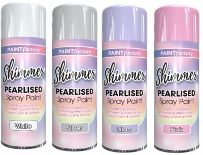 PEARLISED SHIMMER WHITE,SILVER,LILAC & PINK SPRAY PAINT HOBBY CRAFTS ...