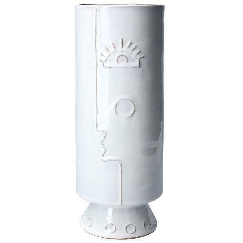 Face Vase Tall White Ceramic Face Imprint Flower Vase, Abstract Home ...