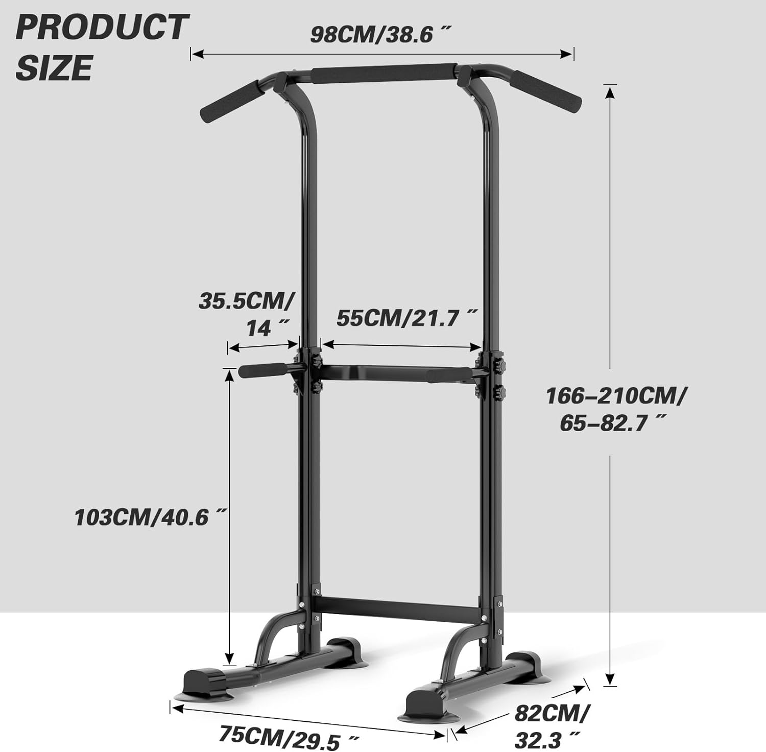 Power Tower Pull up Bar Station, Free Standing Pull up Rack Dip Station ...