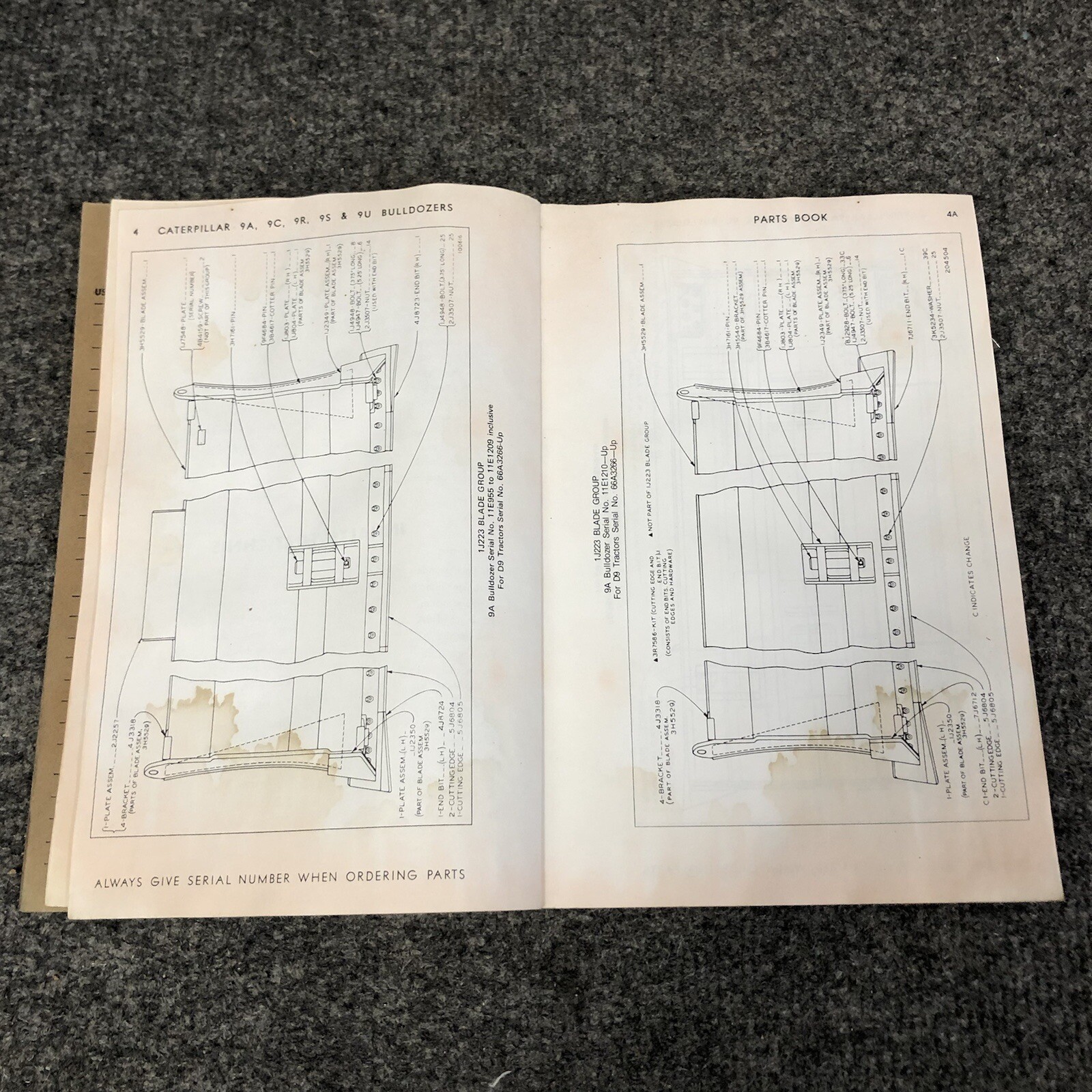 OEM CAT Caterpillar 9A, 9C, 9R, 9S & 9U Bulldozers Parts Book | eBay
