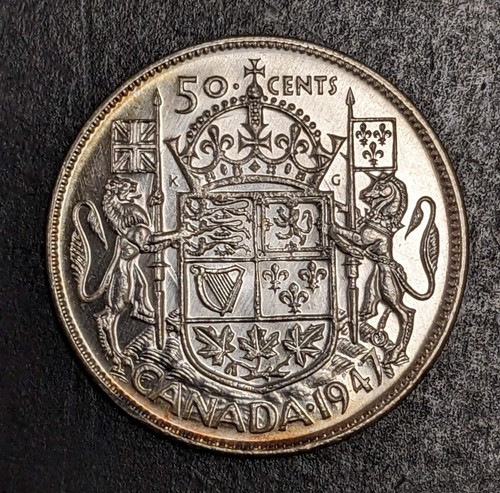 1947 Canada Silver Half Dollar George VI Straight 7 Unc | eBay