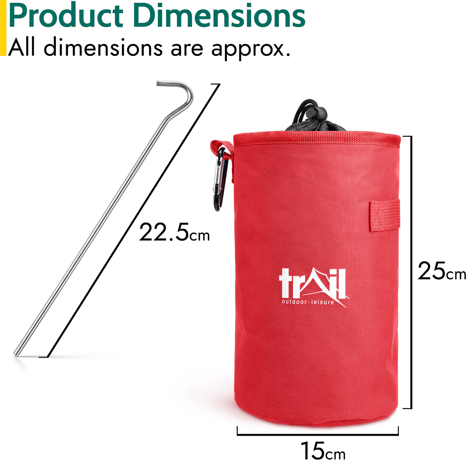 Trail 30pc Tent Pegs Kit Heavy Duty Steel with Mallet Peg Extractor and ...