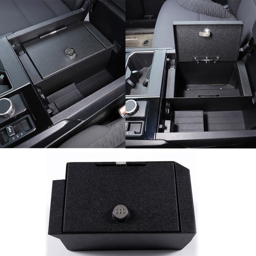 Black Center Console Safe Storage Box WIth Lock Box For Toyota Tundra ...