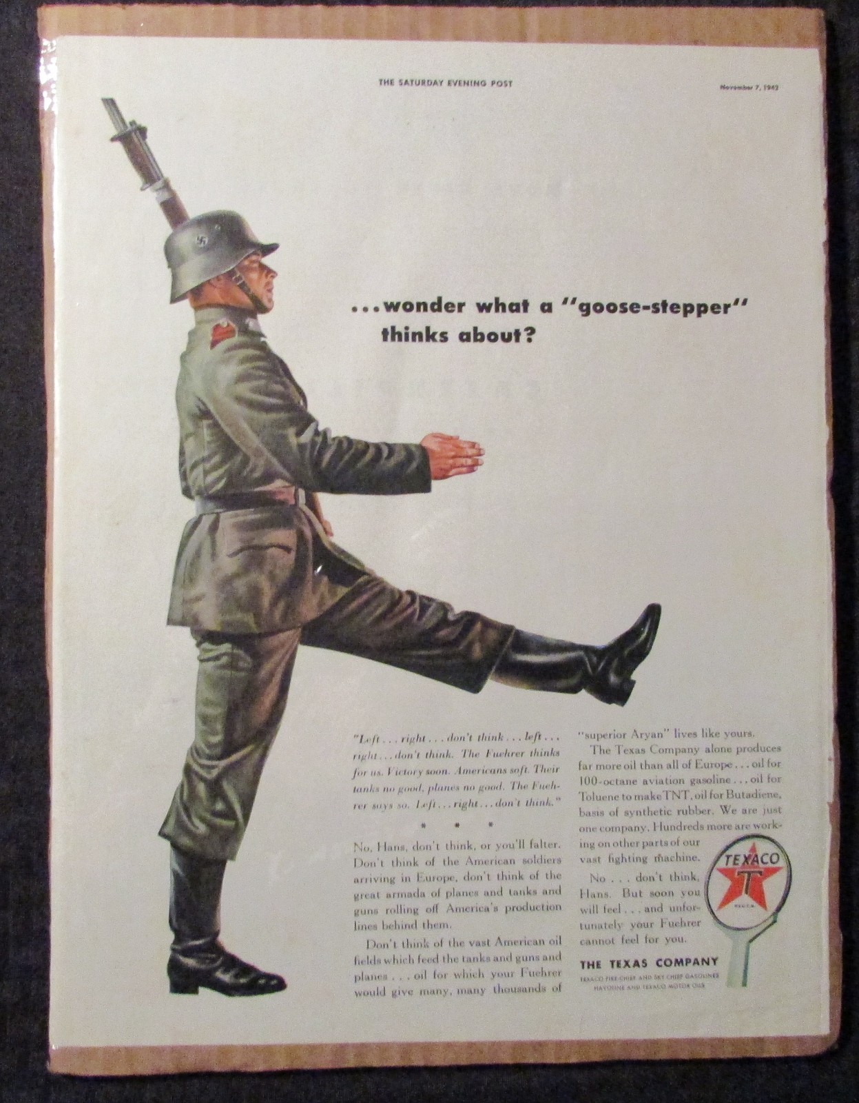 1942 TEXACO Goose-Stepper 10x14" Print Ad VG/FN 5.0 World War II 2 | eBay