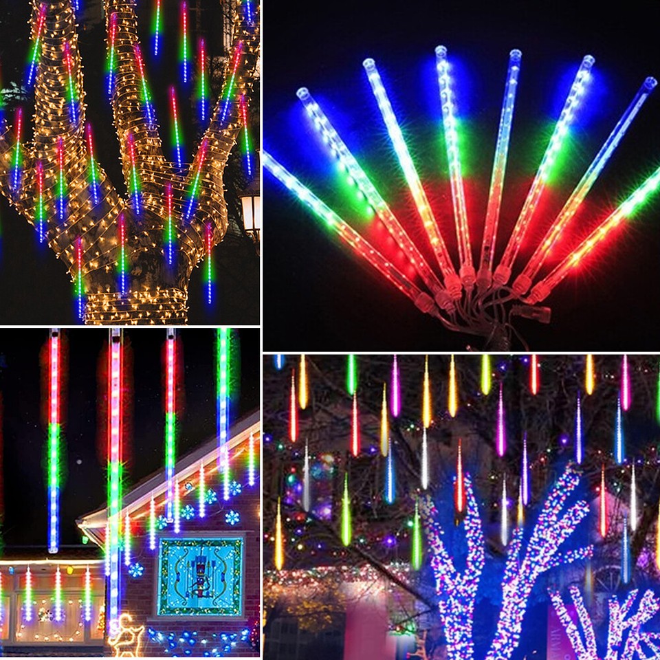 288/192 LED Solar Lights Meteor Shower Rain Tree String Light Xmas ...