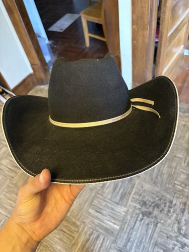 Resistol Tuff Hedeman Black Wool Felt Belted Cowboy Hat OSFM | eBay