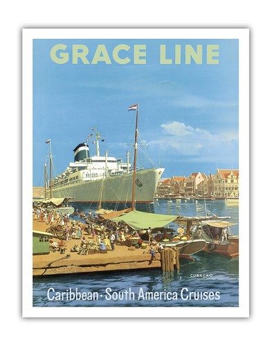 Caribbean South America Cruises - Vintage Grace Line Travel Poster by ...