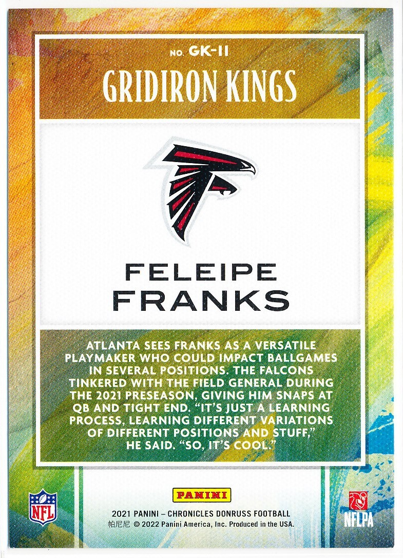 2021 Panini Chronicles - Gridiron Kings #GK-11 Feleipe Franks (RC) for ...