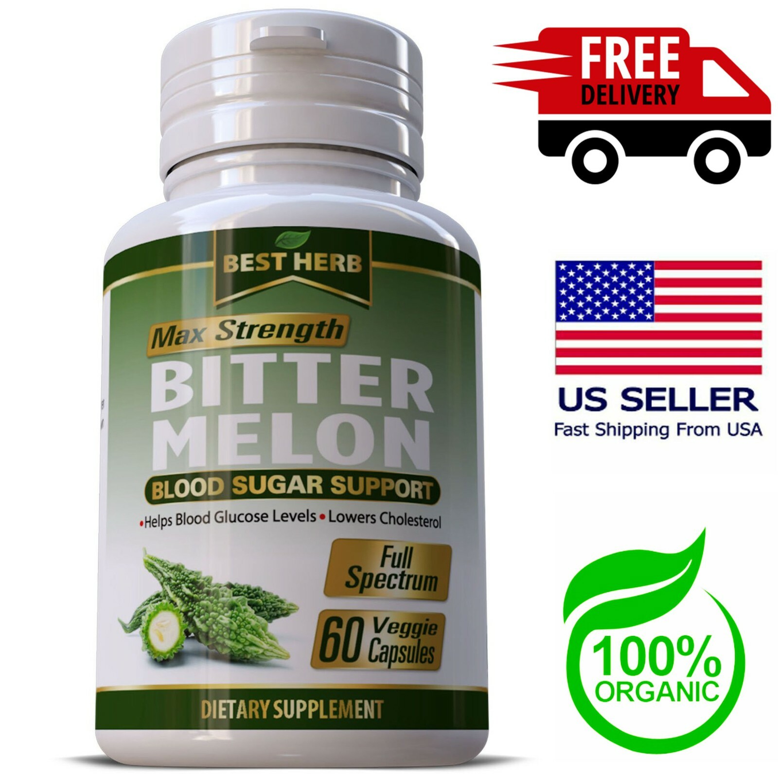 60 ORGANIC BITTER MELON GOURD PILLS SUPPLEMENT | eBay