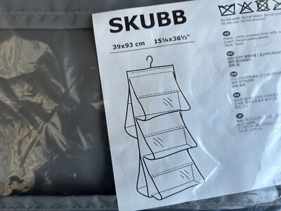 IKEA SKUBB Hanging Handbag Organiser Closet Storage 93x39cm in Grey w 5 ...