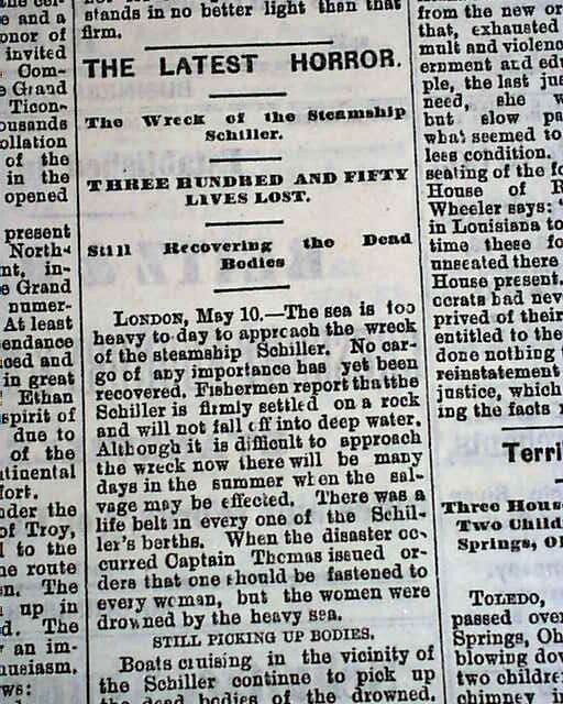Ocean Liner SS SCHILLER English Channel Isles of Scilly SINKING 1875 ...