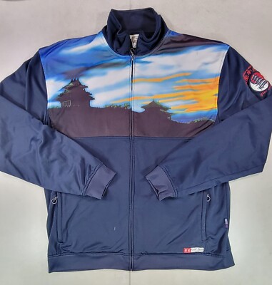 Phat Farm Jacket Mens XL Blue Japanese Theme Zip Up Phat Farm Persuit ...