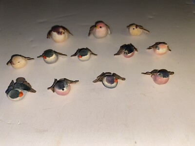 12 Vintage miniature birds figures Christmas Decoration Ornaments | eBay