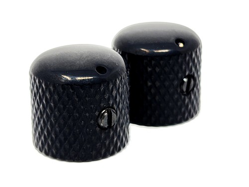 Knurled Metal Dome Knobs x 2 Black Dome Top with Indent fits Solid shaft US Pots | eBay