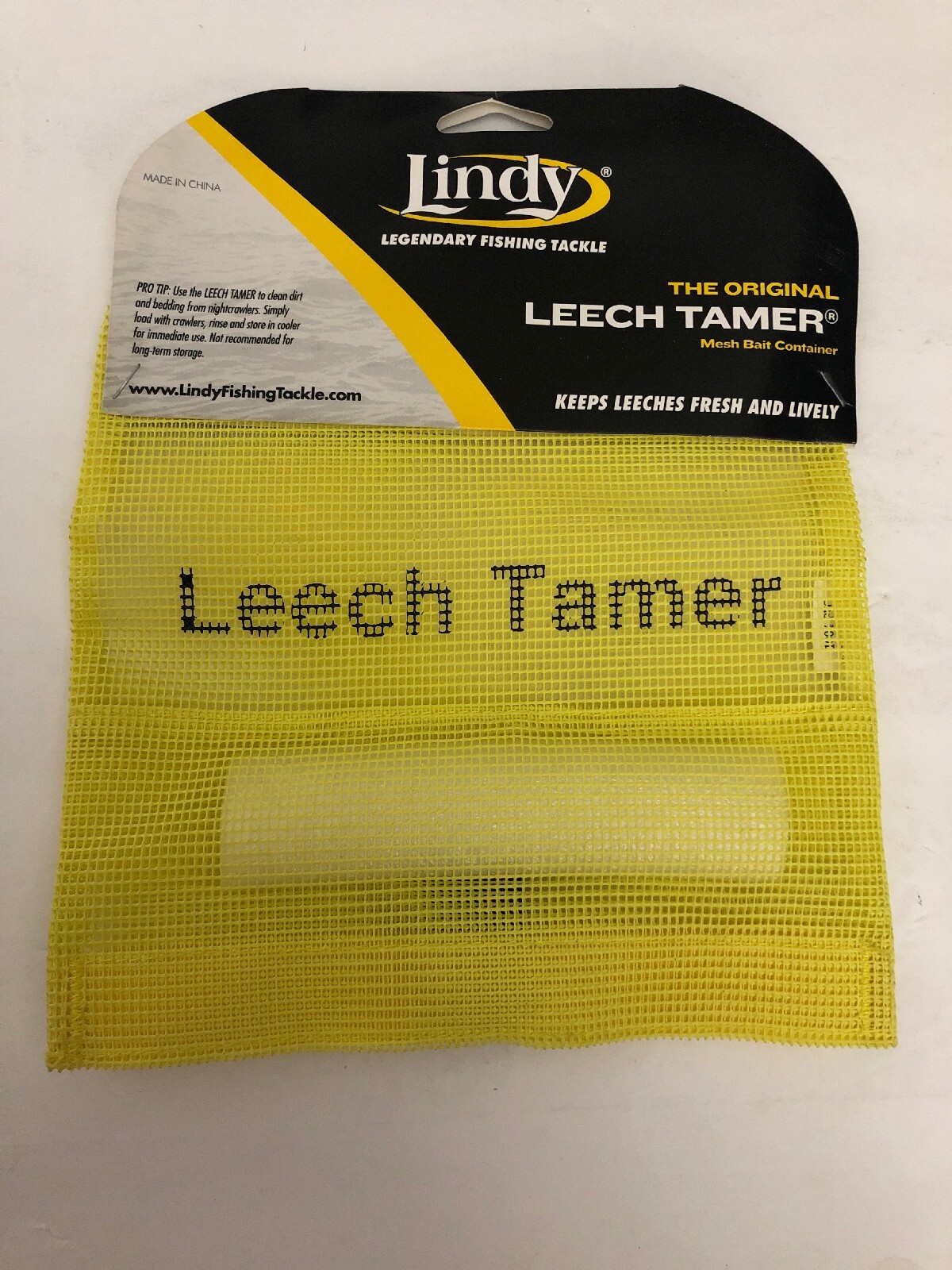Lindy Fishing Leech Tamer 8x9Aqua-Flex Mesh Bait Bag Container Yellow ...