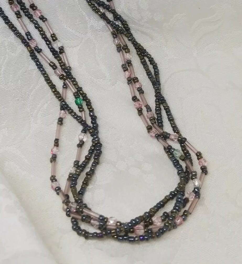 Premier Designs Seed Bead Necklace Glass Multi-Strand… - Gem