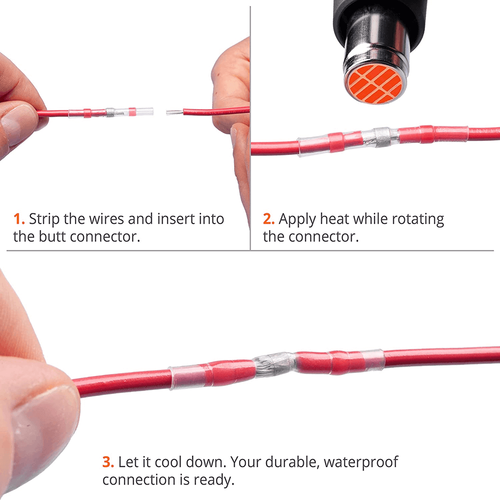 100pcs Red Heat Shrink Solder Wire Connectors Marine Stereo Electrical ...