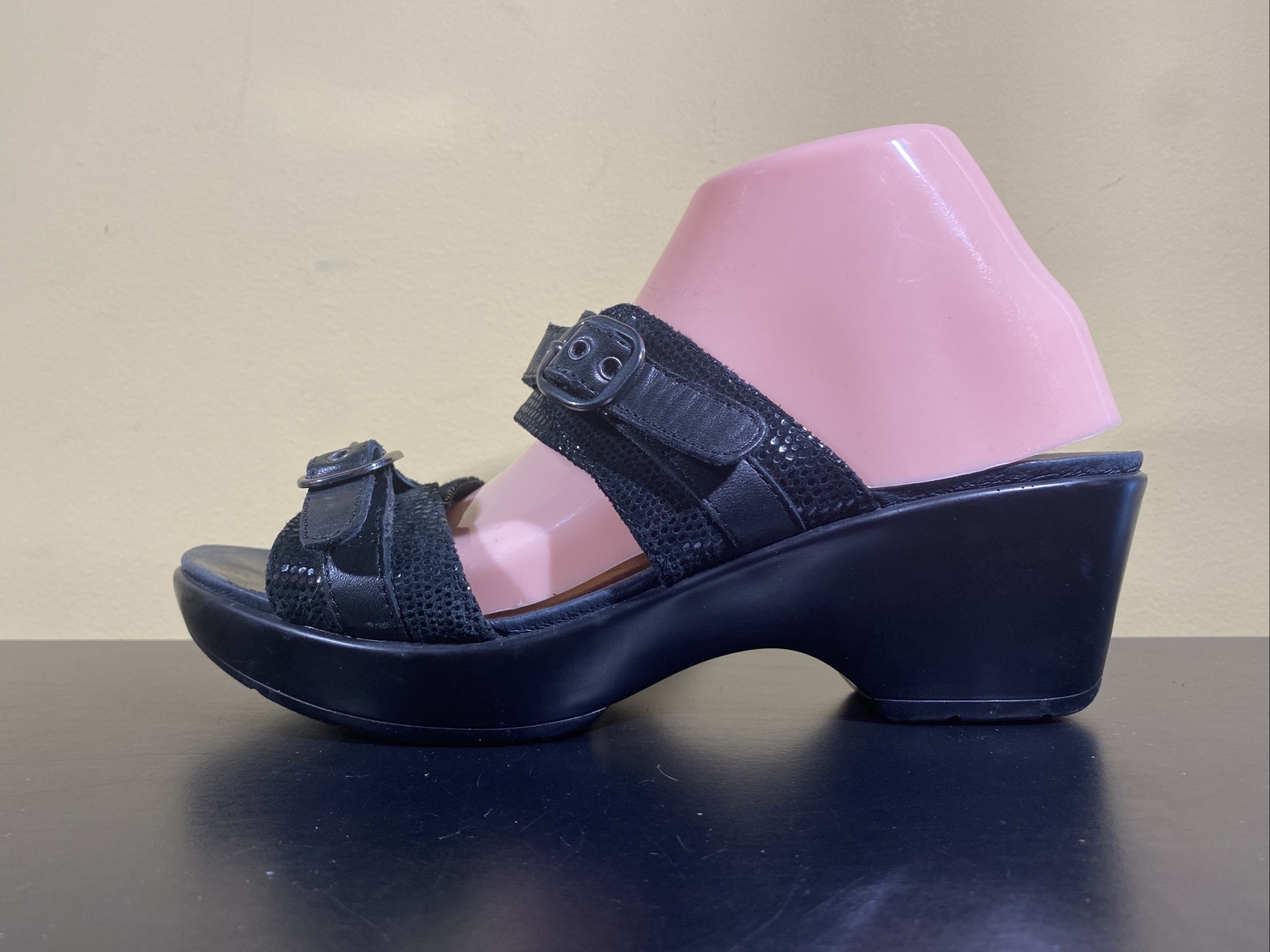 Dansko Jessie Lizard 2 Strap Adjustable Black Leather… - Gem