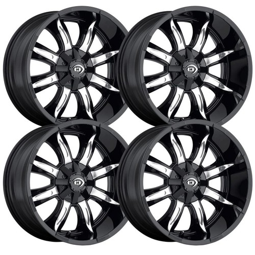 (Set-4) Vision 423 Manic 20x9 6x5.5 6x139.7 12mm machined Wheels Rims ...