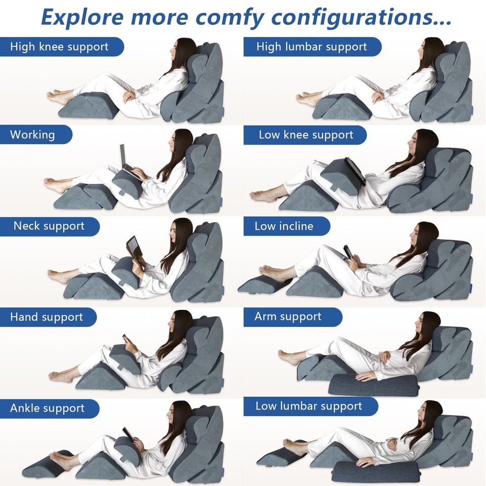 KingPavonini 6PCS Orthopedic Bed Wedge Pillow for Sleeping, Post ...