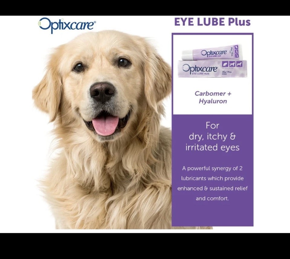 Optixcare Pet Eye Lube Plus + 20g Purple Hyaluron For Dog/Cat/horses(3 ...