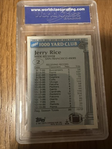 JERRY RICE HOF 1987 TOPPS 1000 Yard Club Card #2 NrMt | eBay