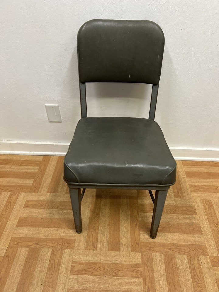 Vintage INDUSTRIAL OFFICE CHAIR desk tanker mid century modern steel ...