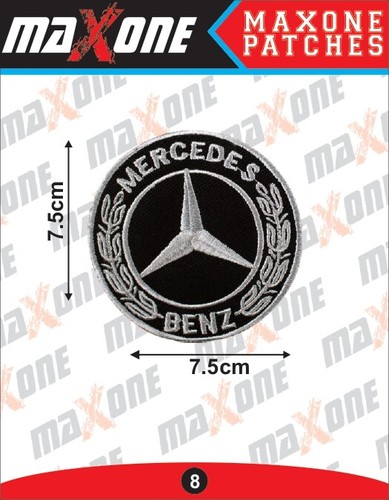 MERCEDES BENZ LOGO EMBROIDERED Iron on / sew on PATCH 7.5cm X 7.5cm UK ...