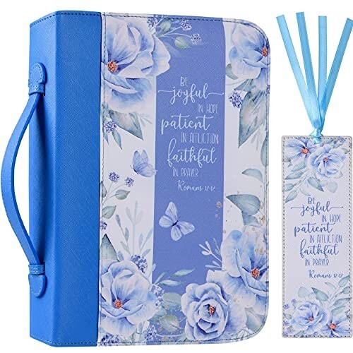 Large Bible Cover Be Joyful for Women Bookmark Floral PU Leather 10.8x7 ...
