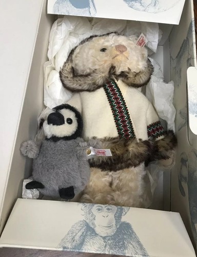 Retired Steiff Eskimo Teddy Bear With Penguin 037139 | eBay