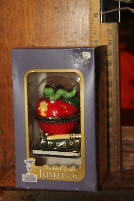 Teacher's Apple and Worm Collectible Porcelain Trinket Box | eBay