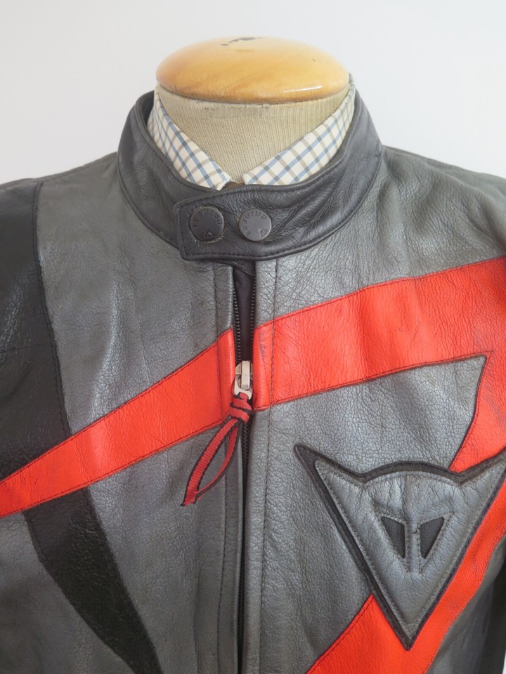 Vintage Dainese Leather Jacket CAFE RACER Motorcycle Biker Jacket L 42 ...