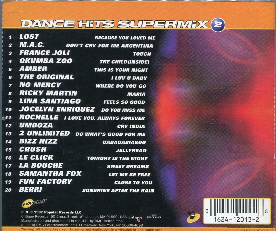 CD - Dance Hits Supermix 2: France Joli, 2 Unlimited, Le Click, La Bouche, Amber | eBay