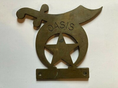 1940s Oasis Fraternal Masonic License Plate Topper LARGE Brass Nice ...