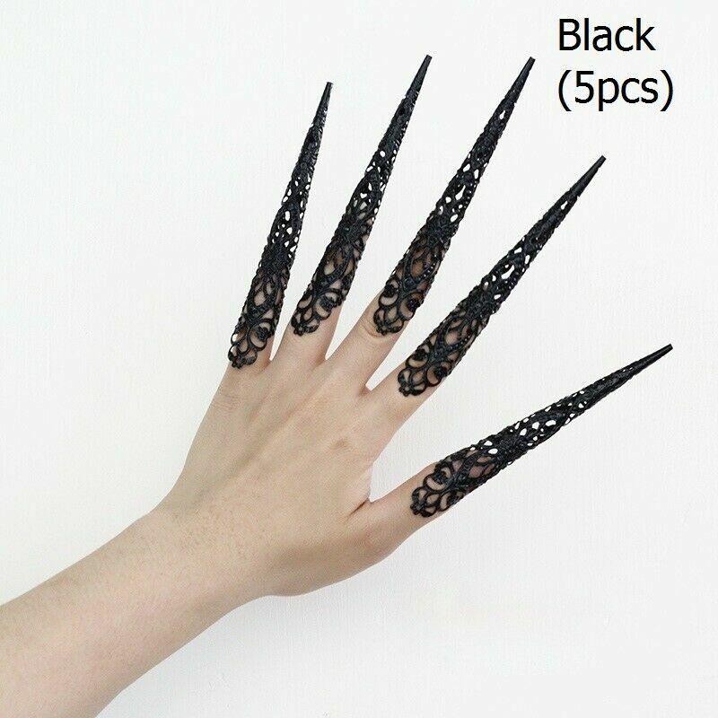 5x Metal Long Nail Rings Fingernails Cosplay Dance Props Chinese Style ...