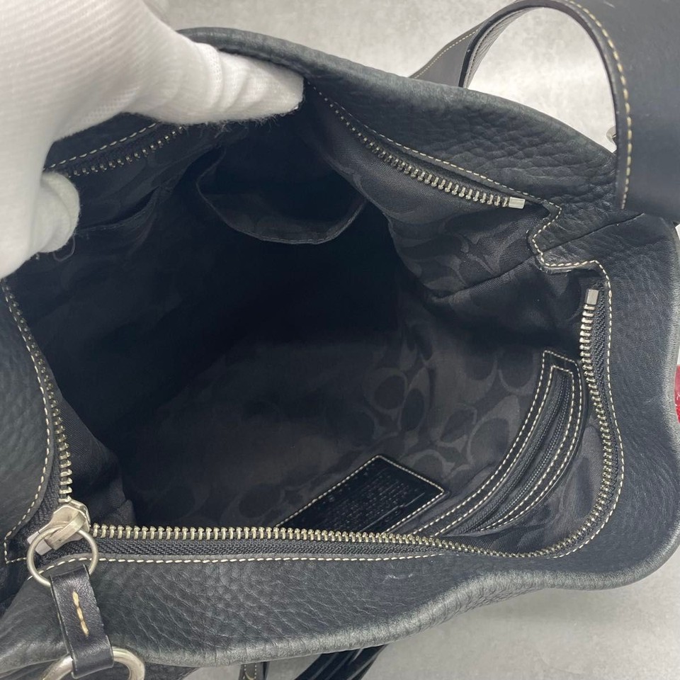 COACH Shoulder Bag All Leather Leather Crossbody Unisex Men s Black ...