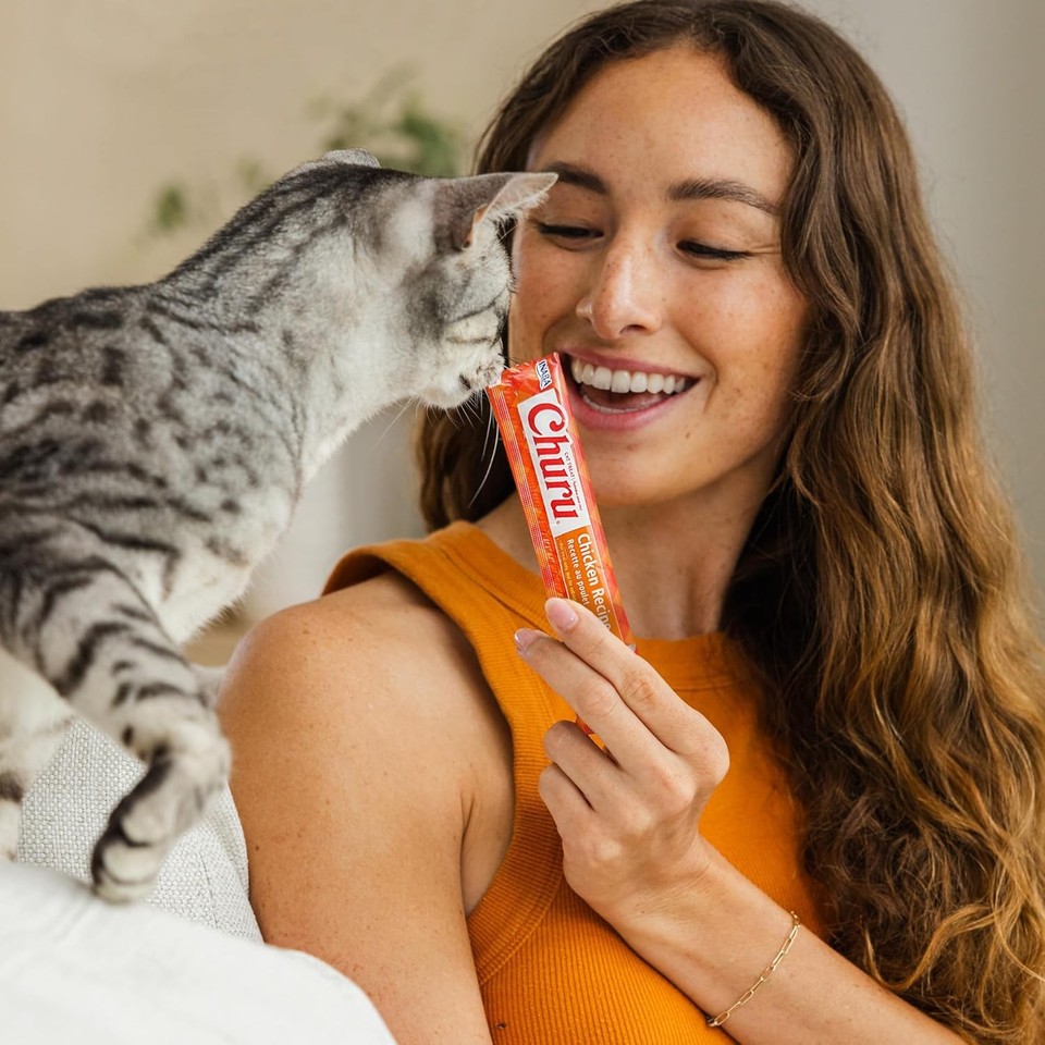 Churu Cat Treats, Lickable, Squeezable Creamy Purée with Vitamin E, 0.5 ...