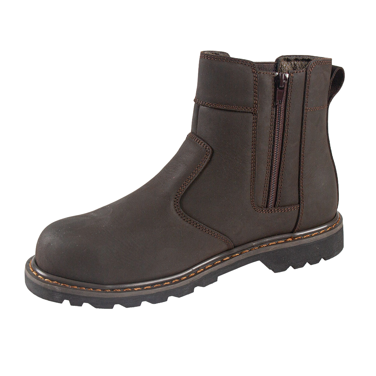 MENS SAFETY DEALER BOOTS CHELSEA LEATHER WORK STEEL TOE CAP ZIP SLIP ON ...