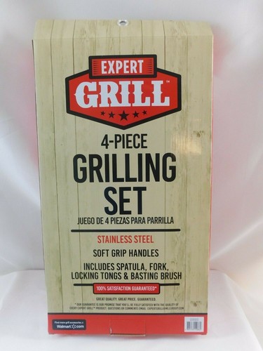 NEW Expert Grill 4-Piece Grilling Set Red Stainless Steel | eBay