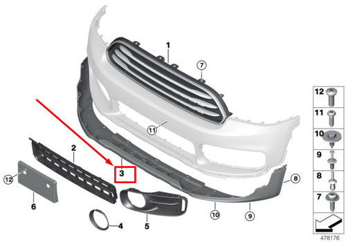 NEW MINI COUNTRYMAN F60 FRONT BUMPER LIP 7478630 51117478630 ORIGINAL ...